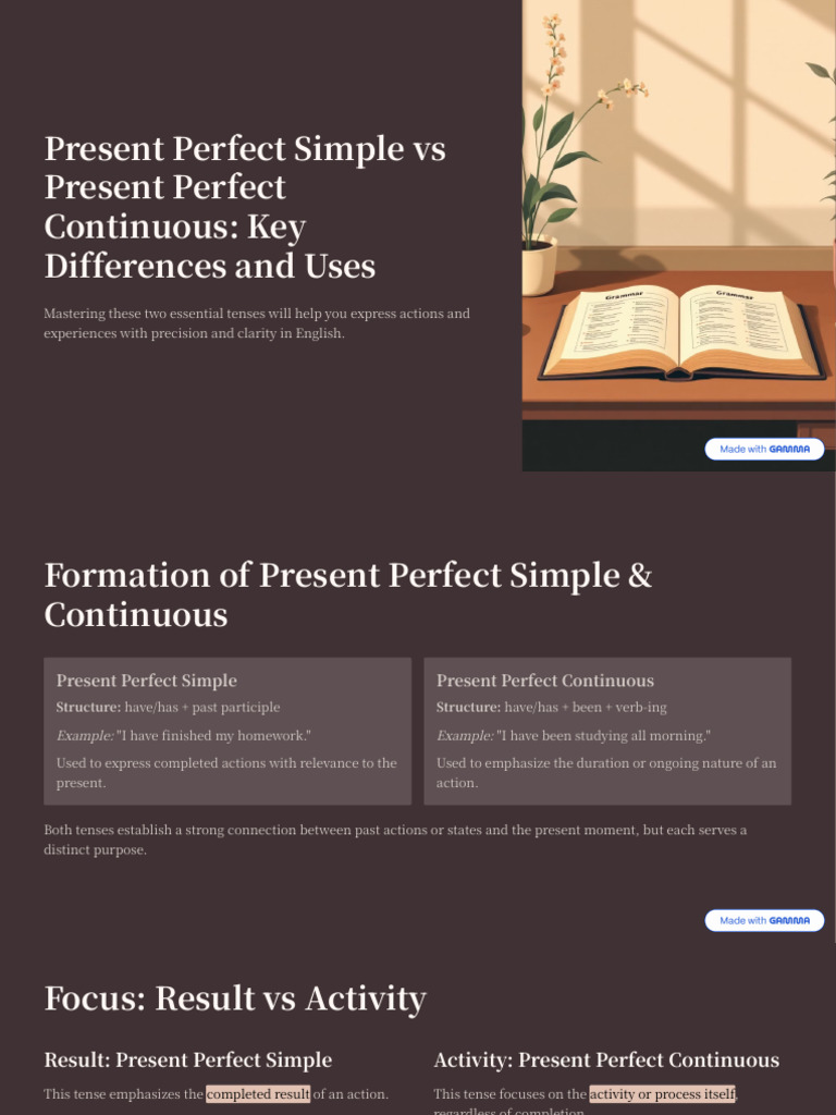 Present Perfect Simple Vs Present Perfect Continuous Key Differences ...