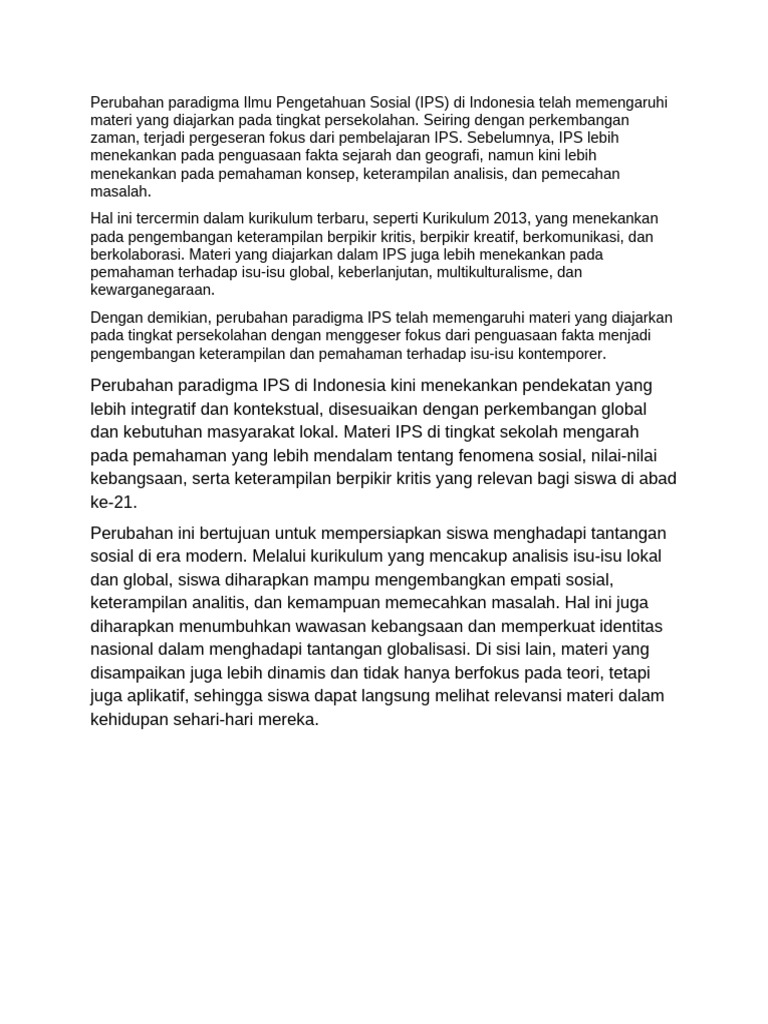 Perubahan Paradigma Ilmu Pengetahuan Sosial | PDF