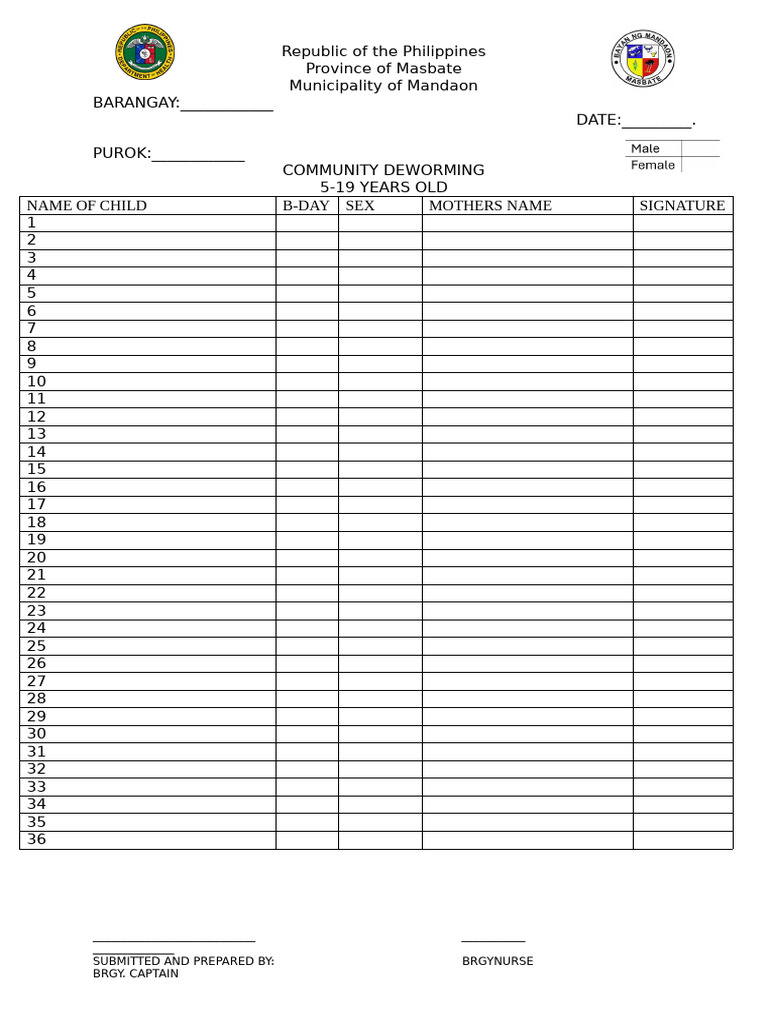 Deworming Form 5-19 | PDF