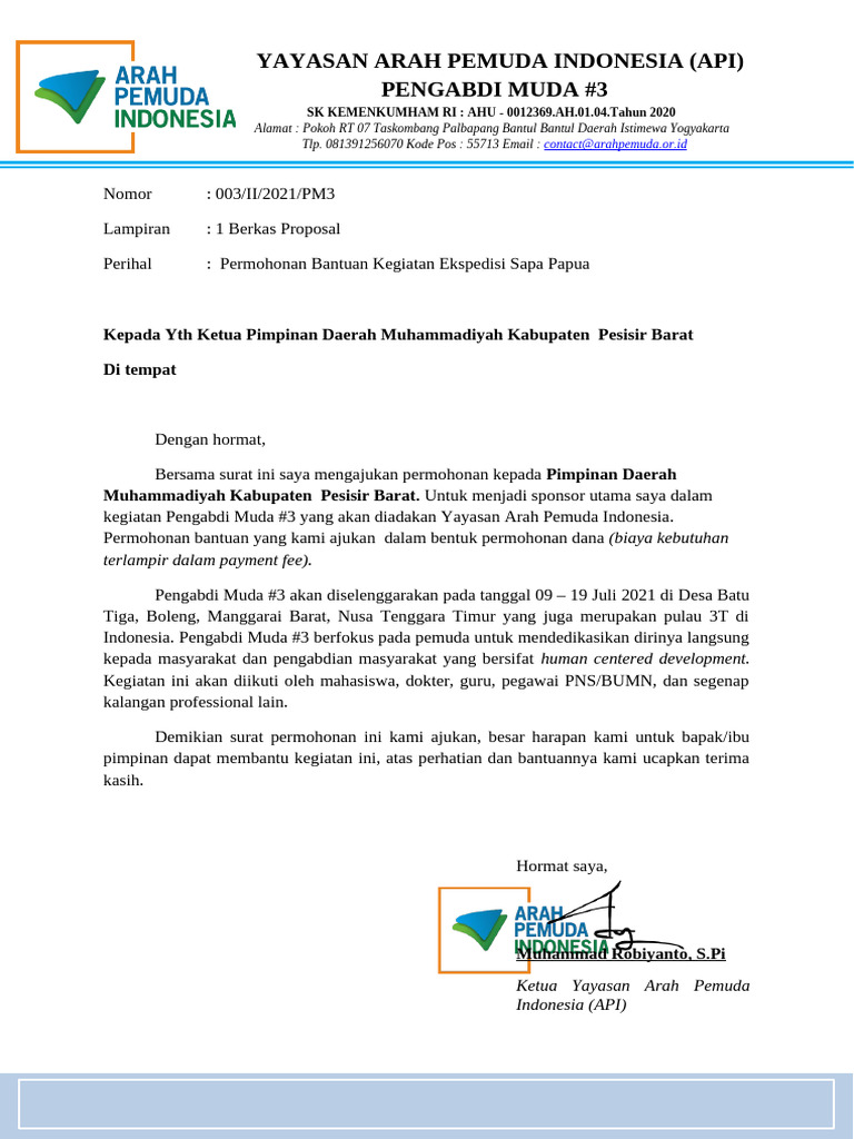Surat Pengantar Proposal PM 3 | PDF