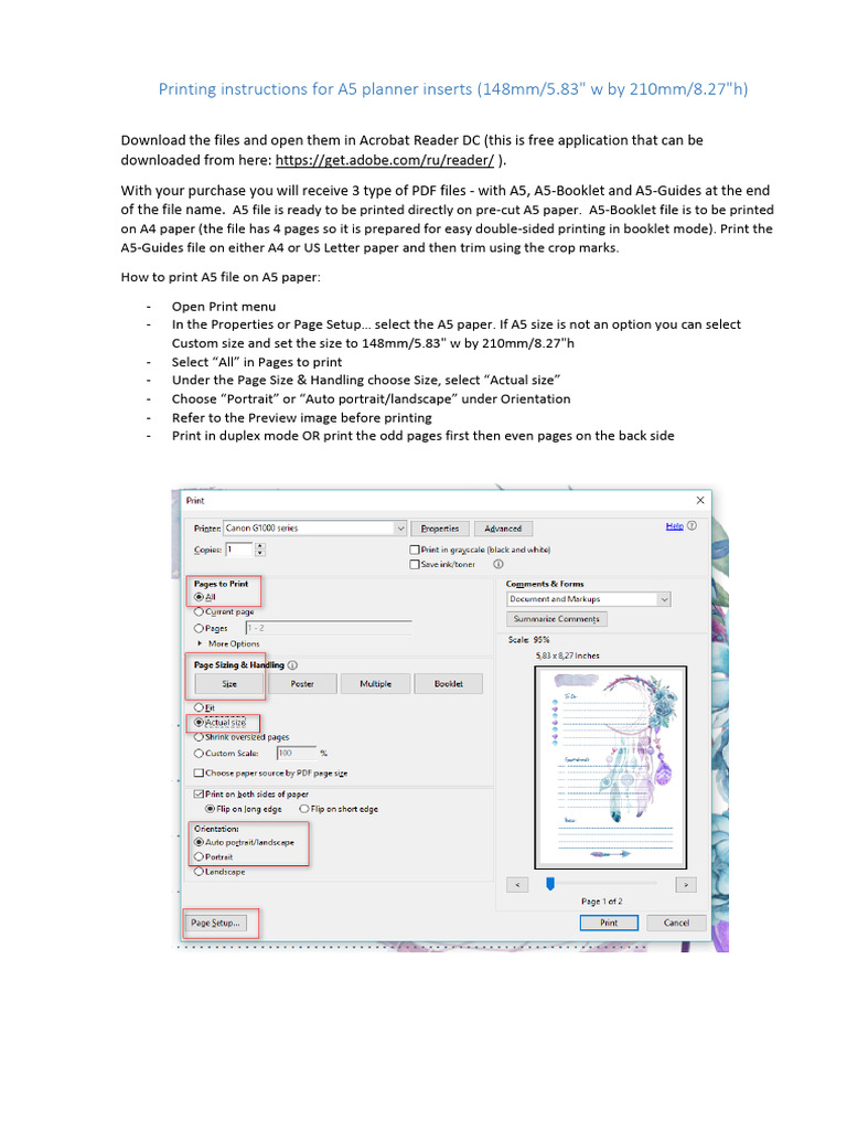 Printing Instructions A5 | PDF | Software
