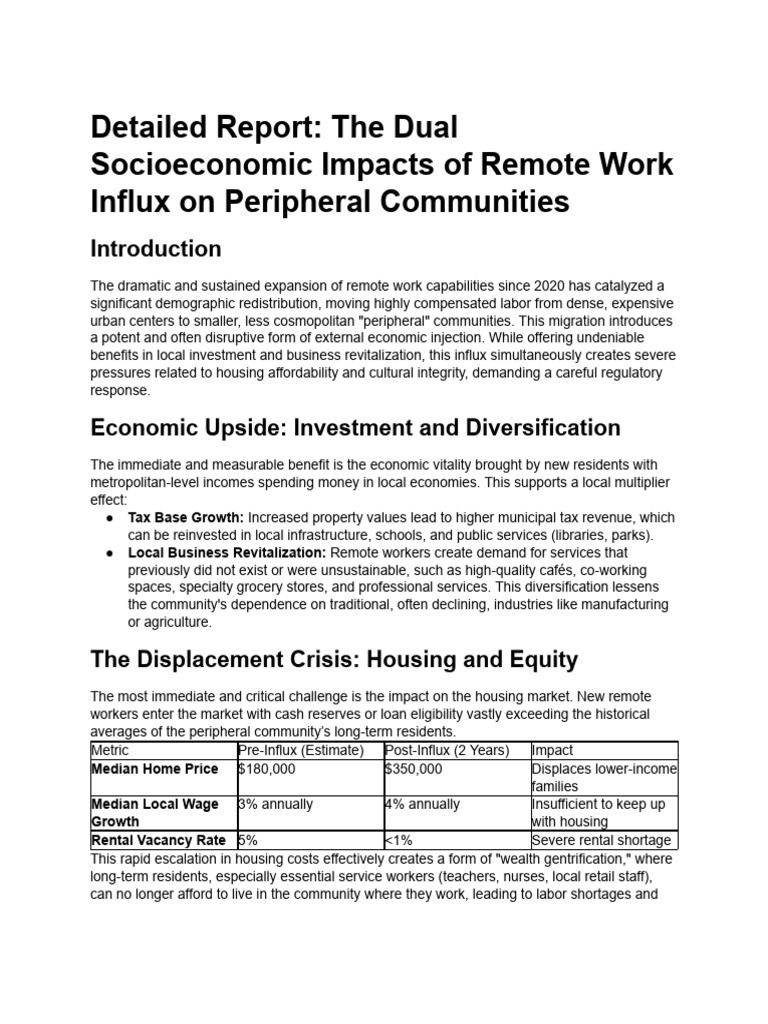 Detailed Report - Socioeconomic Shifts in Periphera... | PDF ...
