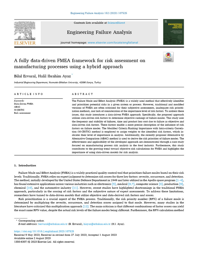 A Fully Data-Driven FMEA Framework For Risk Assessment On Manufacturing ...