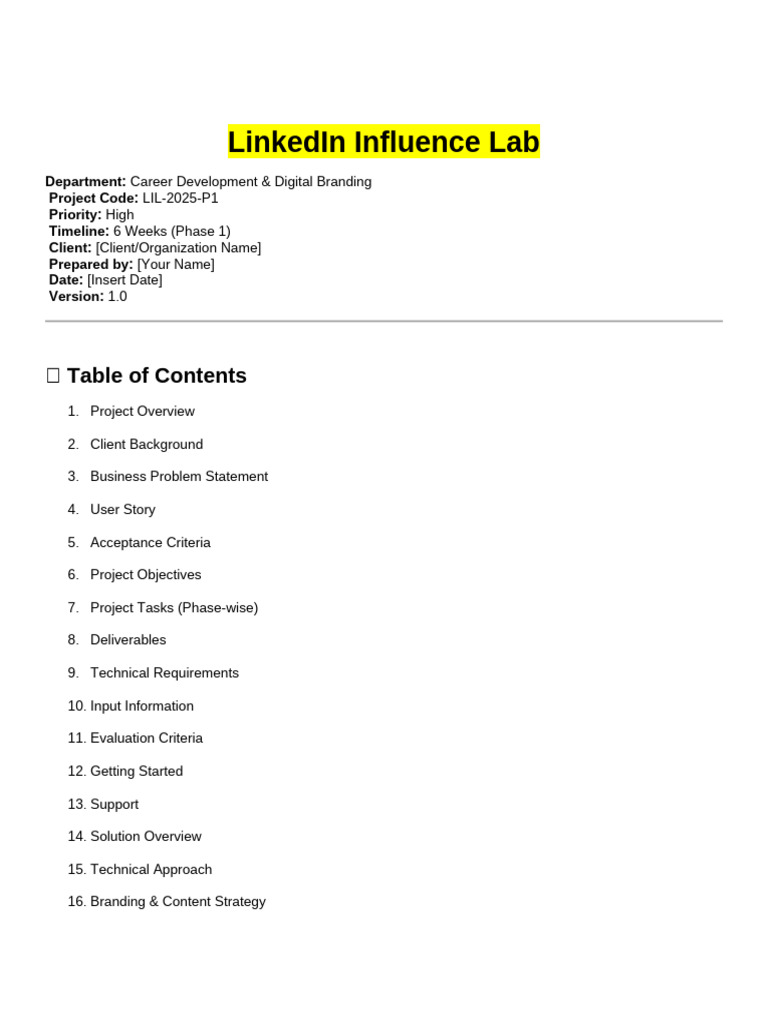 LinkedIn Influence Lab Project_Document | PDF | Linked In | Artificial ...