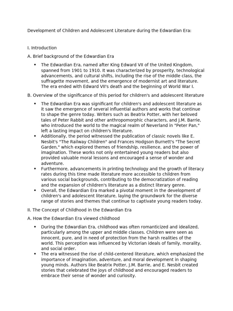 Edwardian Era | PDF | Children's Literature | Narrative