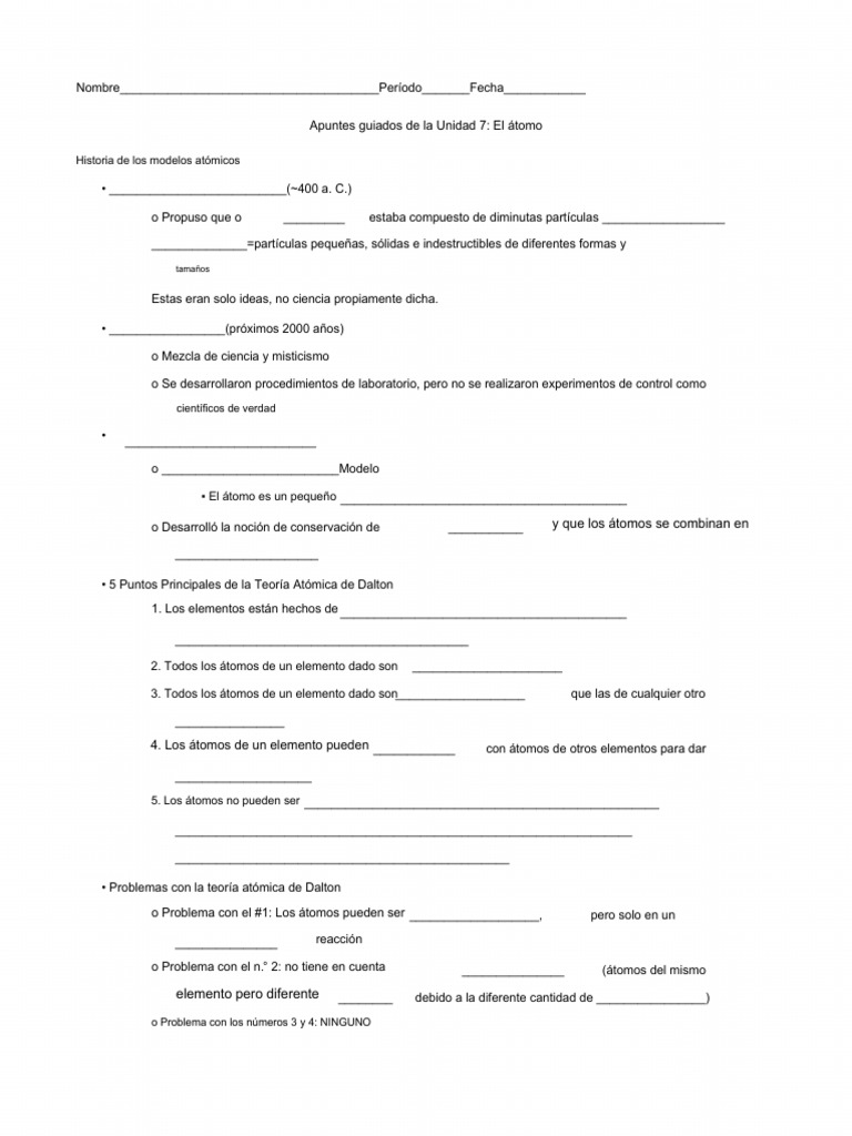 New Atom Guided Notes | PDF | Electrón | Núcleo atómico