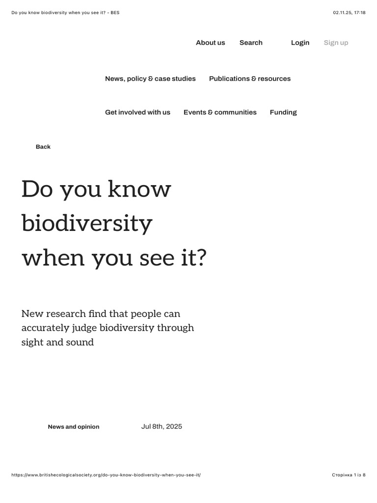 Do You Know Biodiversity When You See It? - BES | PDF | Biodiversity ...