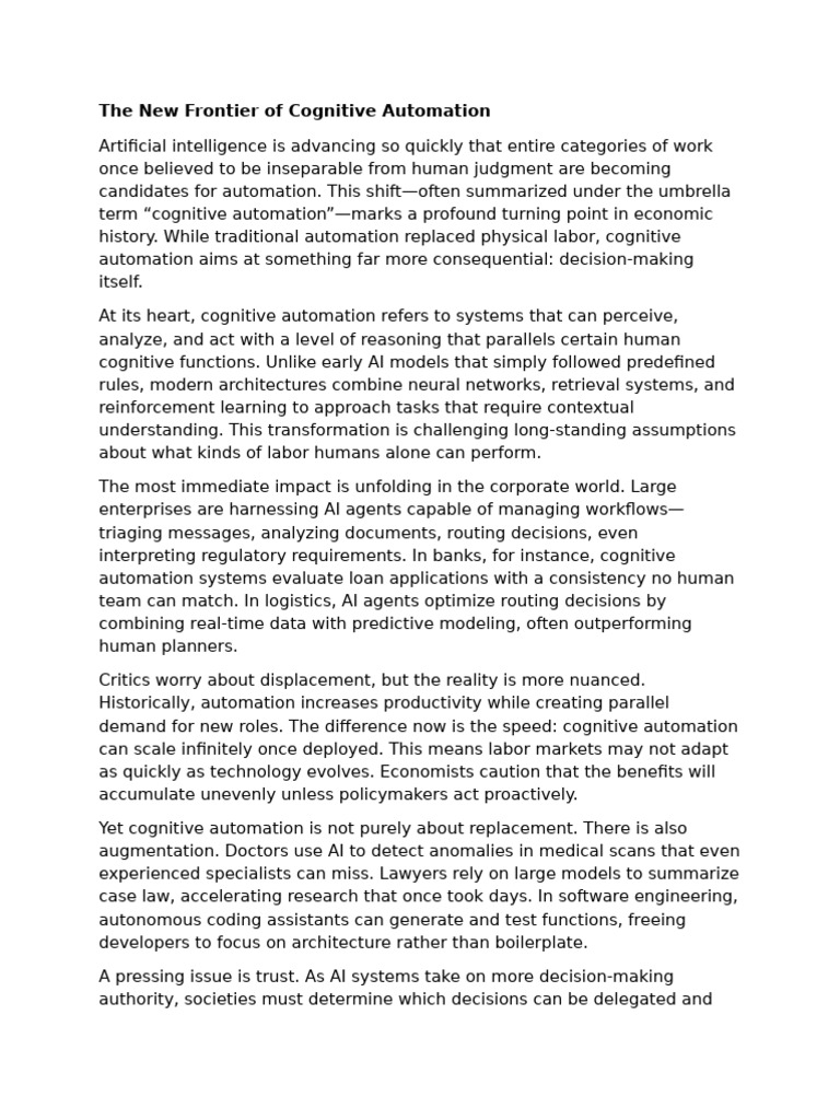 Cognitive Automation: Transforming Work | PDF | Artificial Intelligence ...