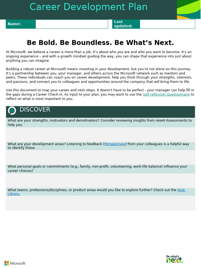 Career Development Plan Template | PDF | Mentorship | Goal