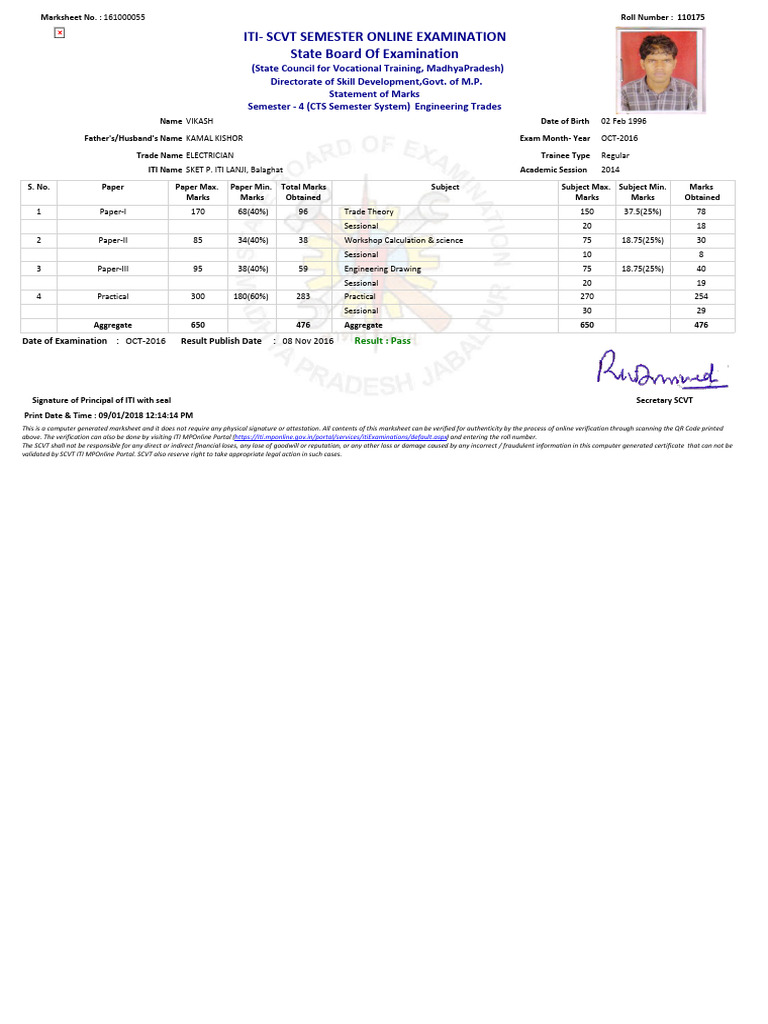 Iti-Scvt Semester Online Examination State Board of Examination | PDF