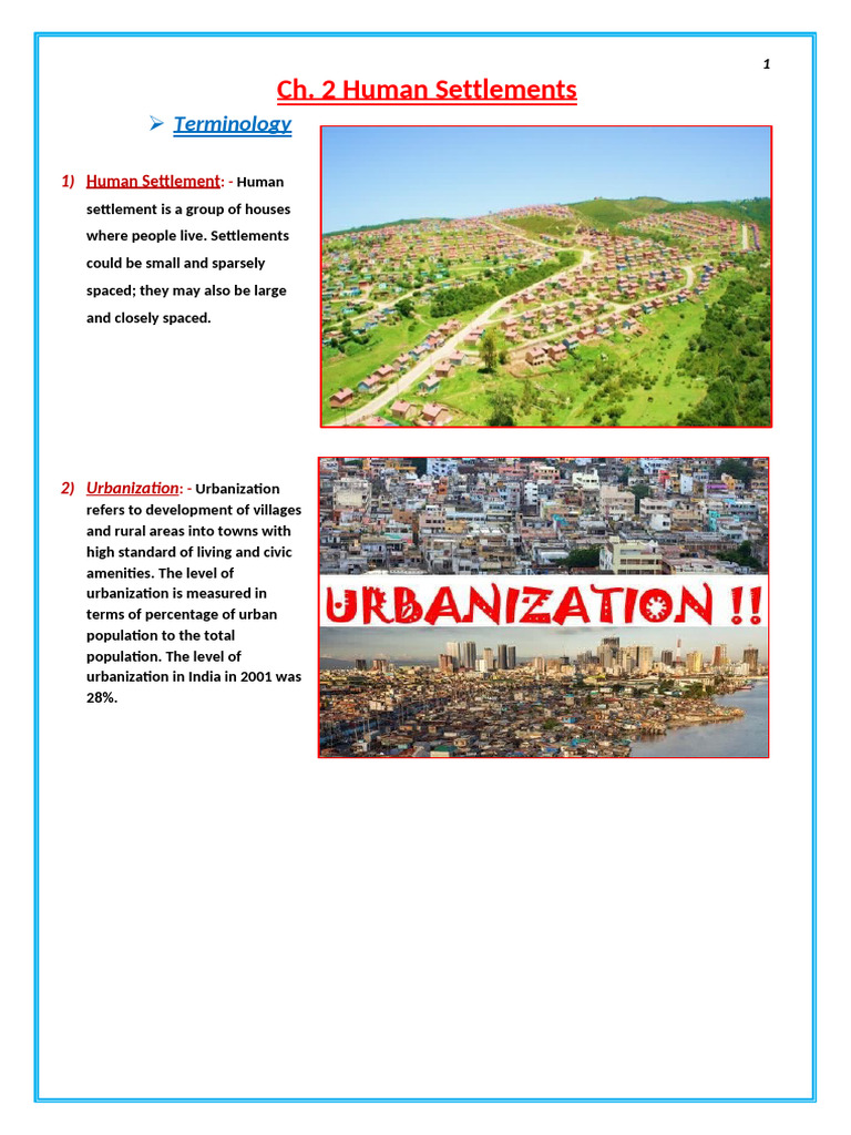 Ch 2 Human Settlement | PDF | City | Desert