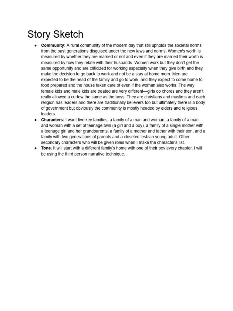 Story Sketch | PDF