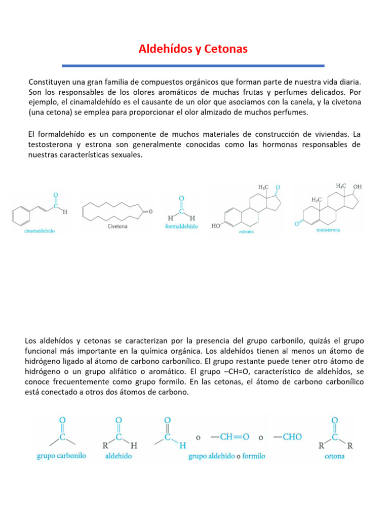 Aldehídos y Cetonas: Estructura y Reacciones | PDF | Cetona | Aldehído