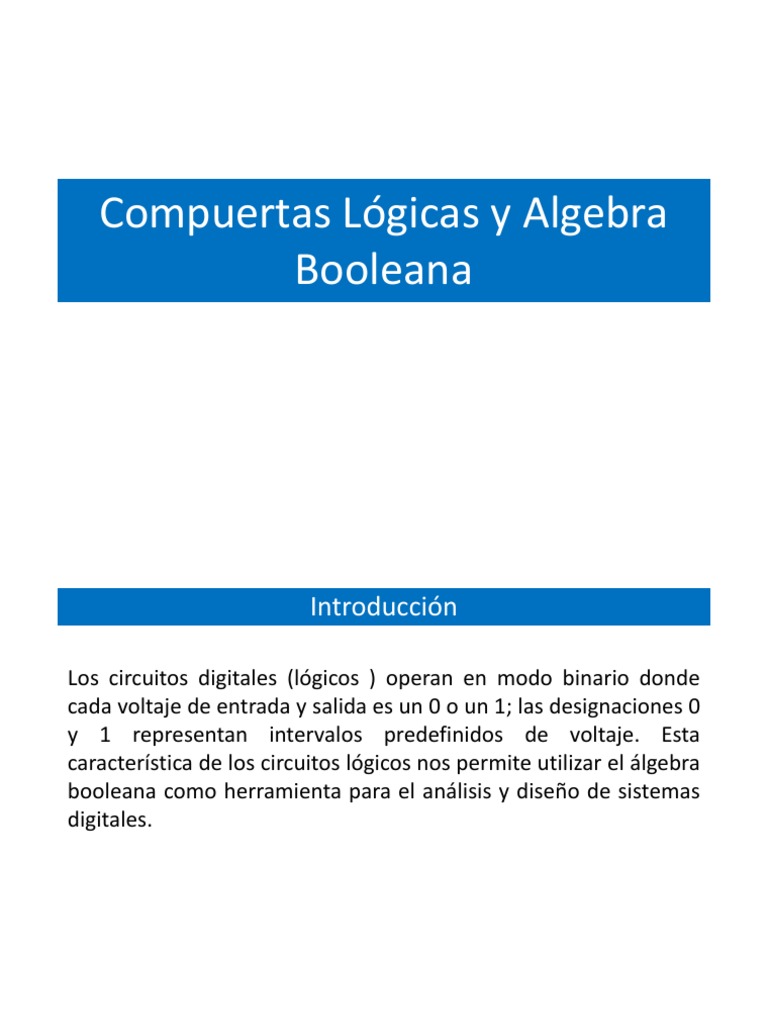 Compuertas Lógicas y Algebra Booleana | PDF | Puerta lógica | Lógica