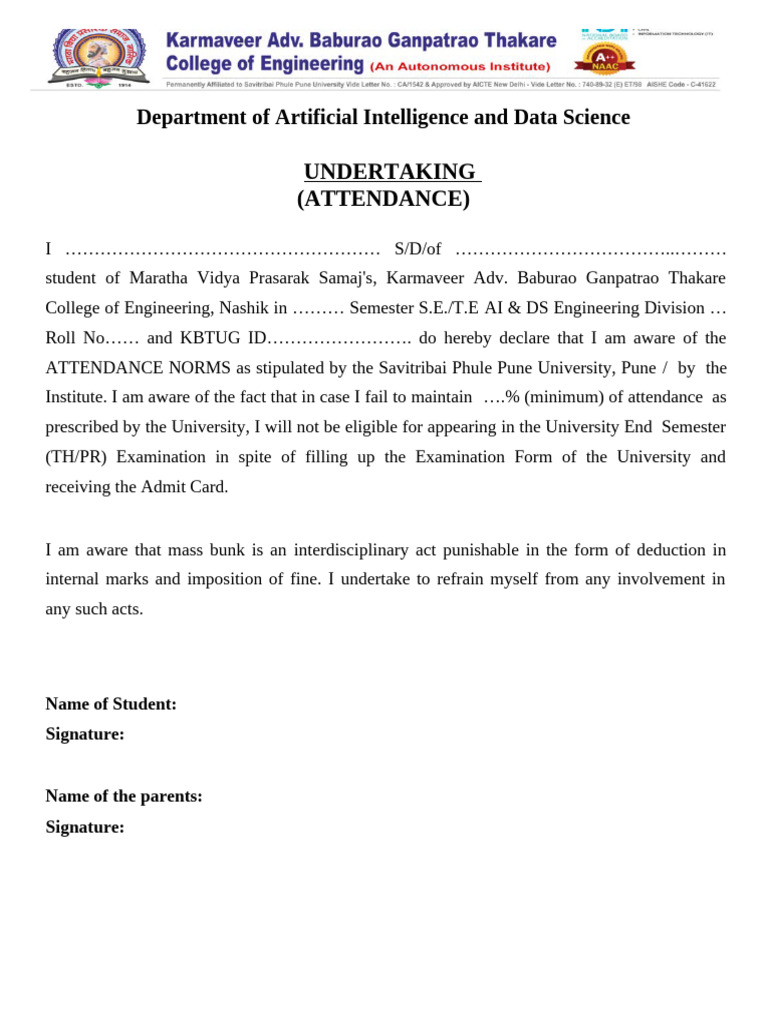 Undertaking Attendance | PDF