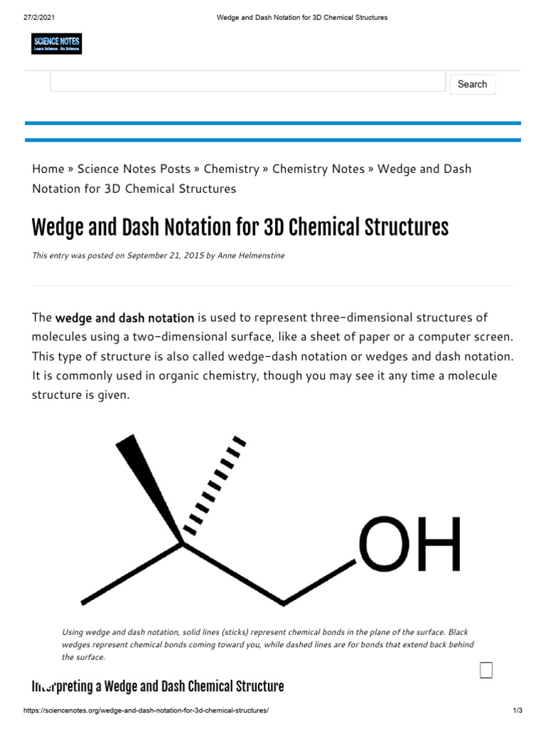 Wedge and Dash Notation Explained | PDF | Chemistry | Chemical Bond