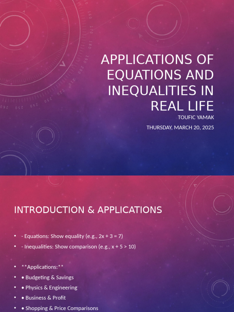Equations Inequalities Presentation Optimized | PDF