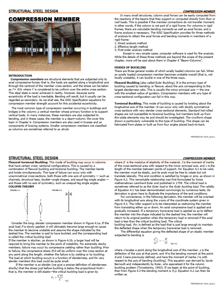 COMPRESSION-MEMBER Steel | PDF | Buckling | Bending