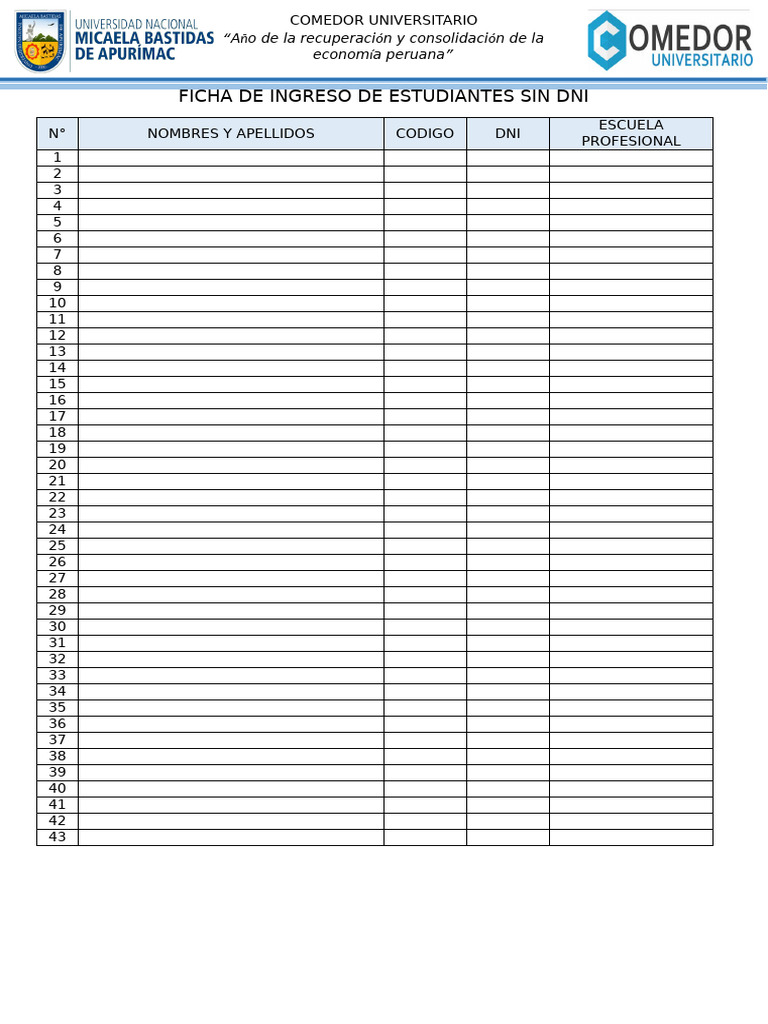 Ficha de Estudiantes Sin Dni | PDF