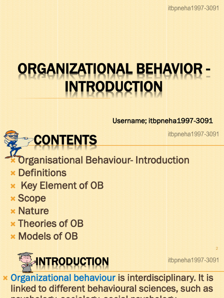OB Introduction Watermark | PDF | Organizational Behavior | Psychology