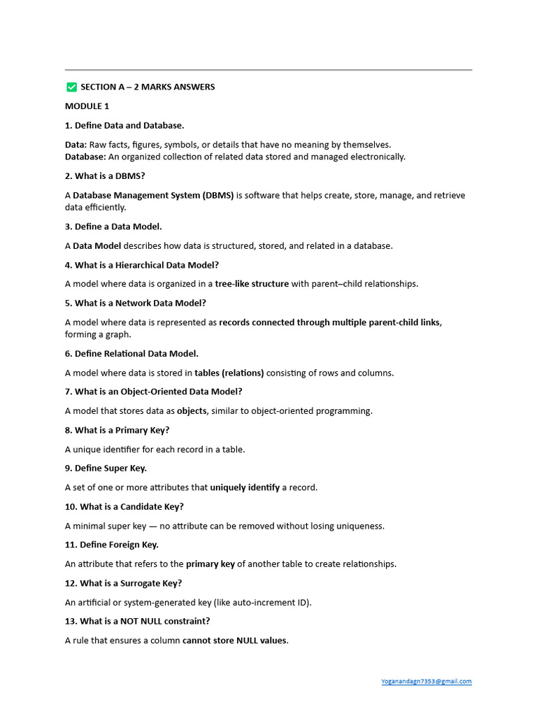 Dbms Full for Bca | PDF | Database Index | Databases