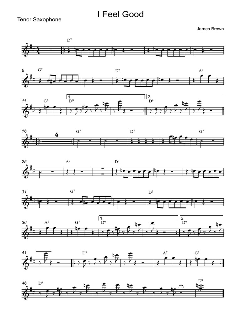 I Feel Good - Tenor Saxophone | PDF