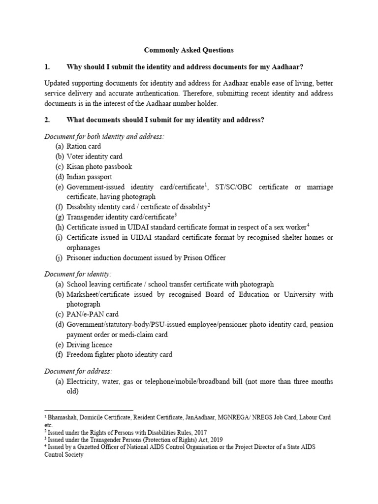 Commonly Asked Questions | PDF | Identity Document