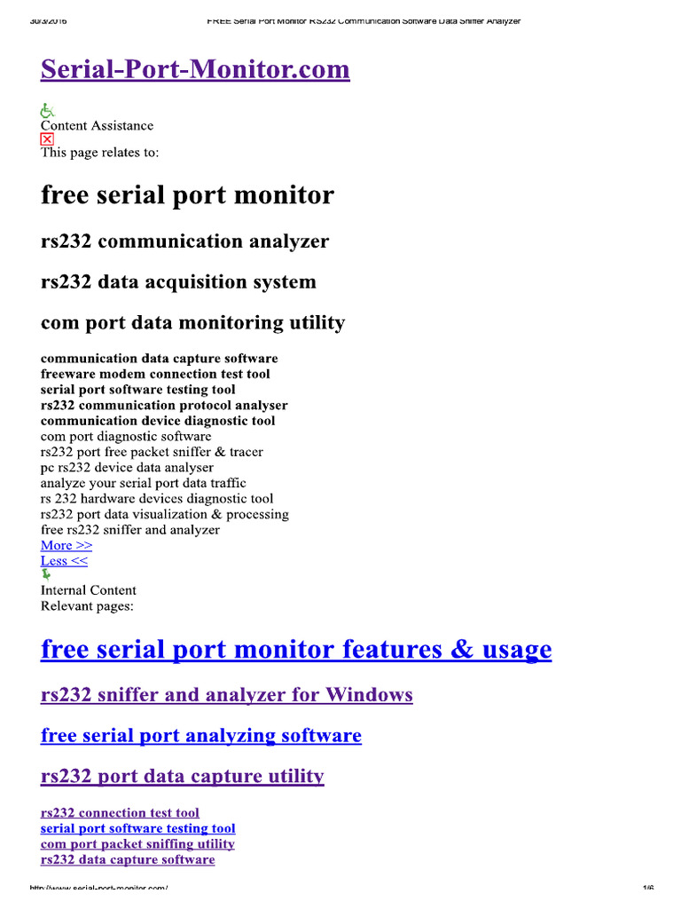 FREE Serial Port Monitor RS232 Communication Software Data Sniffer Analyzer | PDF