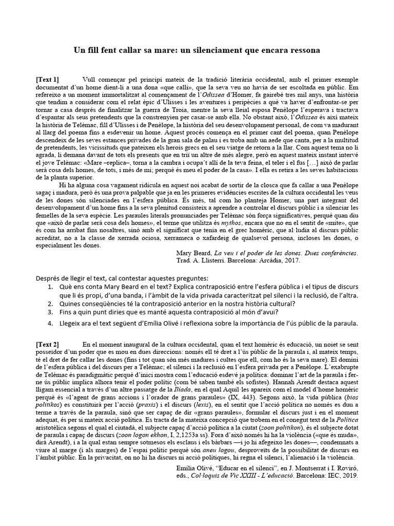 Pràctica. Un Fill Fent Callar Sa Mare | PDF