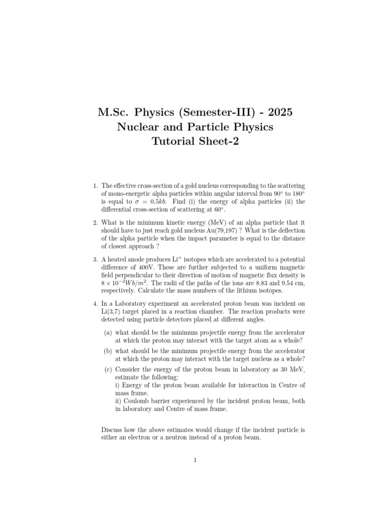 tut2 | PDF | Atomic Nucleus | Proton