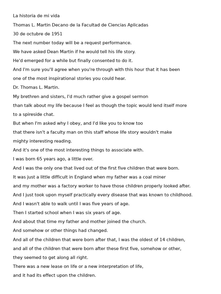 La Historia de Mi Vida | PDF