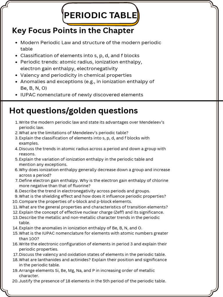 Modern Periodic Table: Key Concepts & Trends | PDF