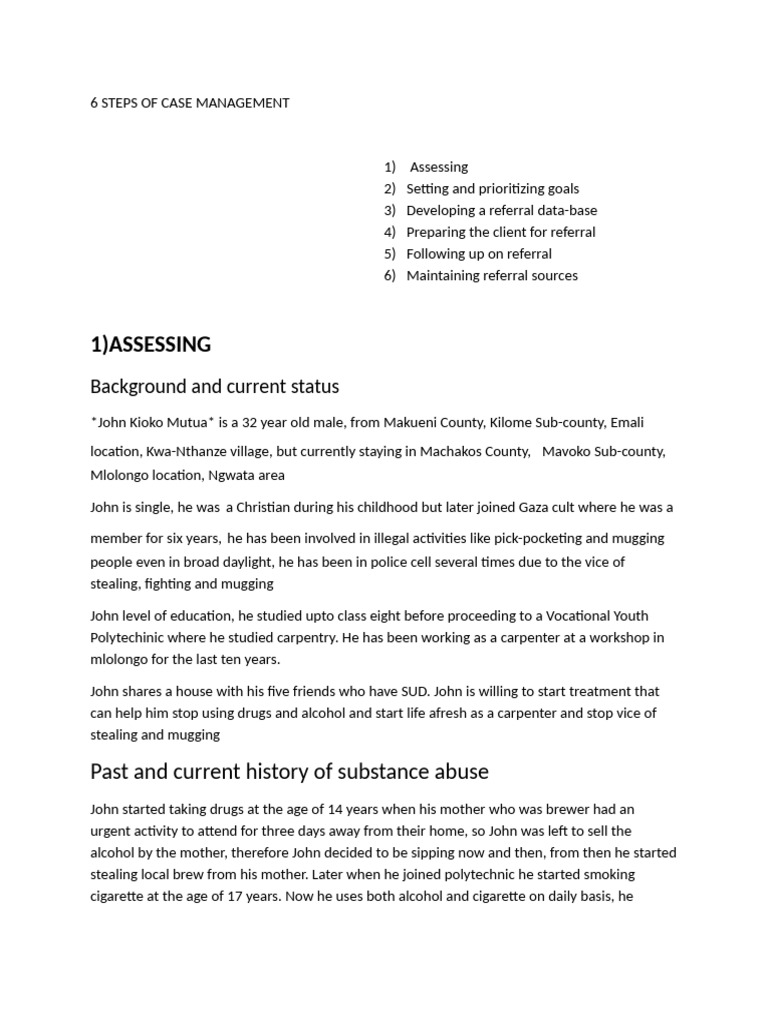Case Management Steps for Substance Abuse | PDF | Diseases And ...