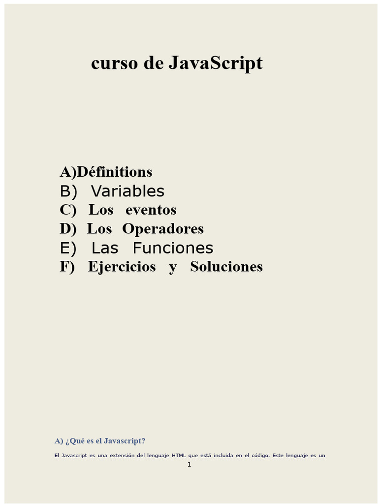cursos y ejercicios de javascript | PDF | Script Java | HTML