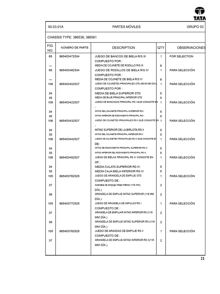 TATA LPT 709 31-40 | PDF | Rodamiento (Mecánico) | Partes de vehículo
