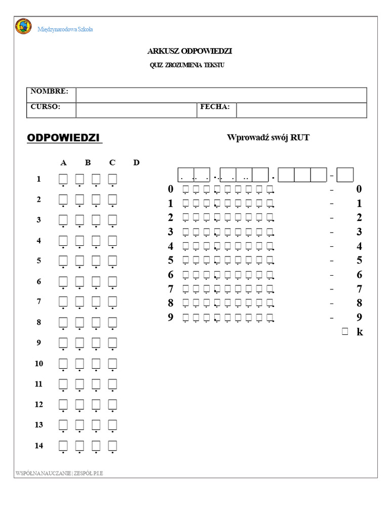 Arkusz Odpowiedzi | PDF