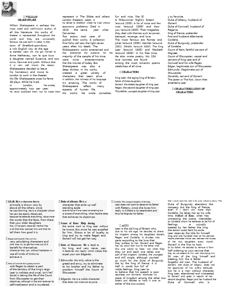 Characterization of characters "King Lear" | PDF | King Lear | William ...