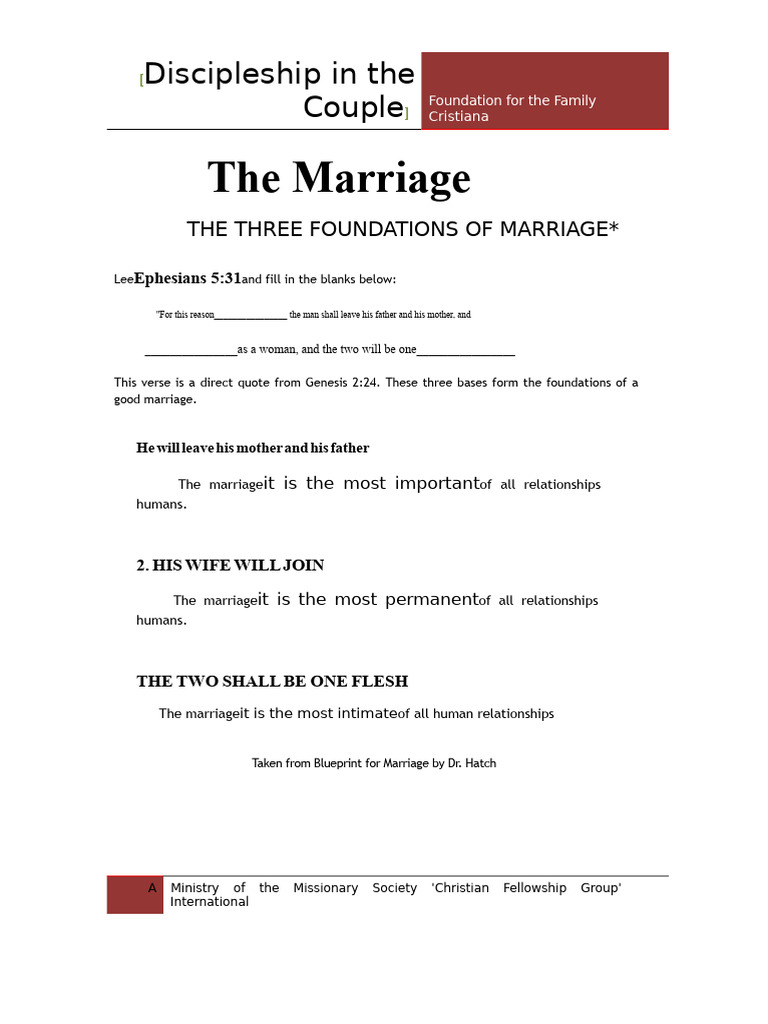 The Three Foundations of Marriage | PDF | Wife | Marriage