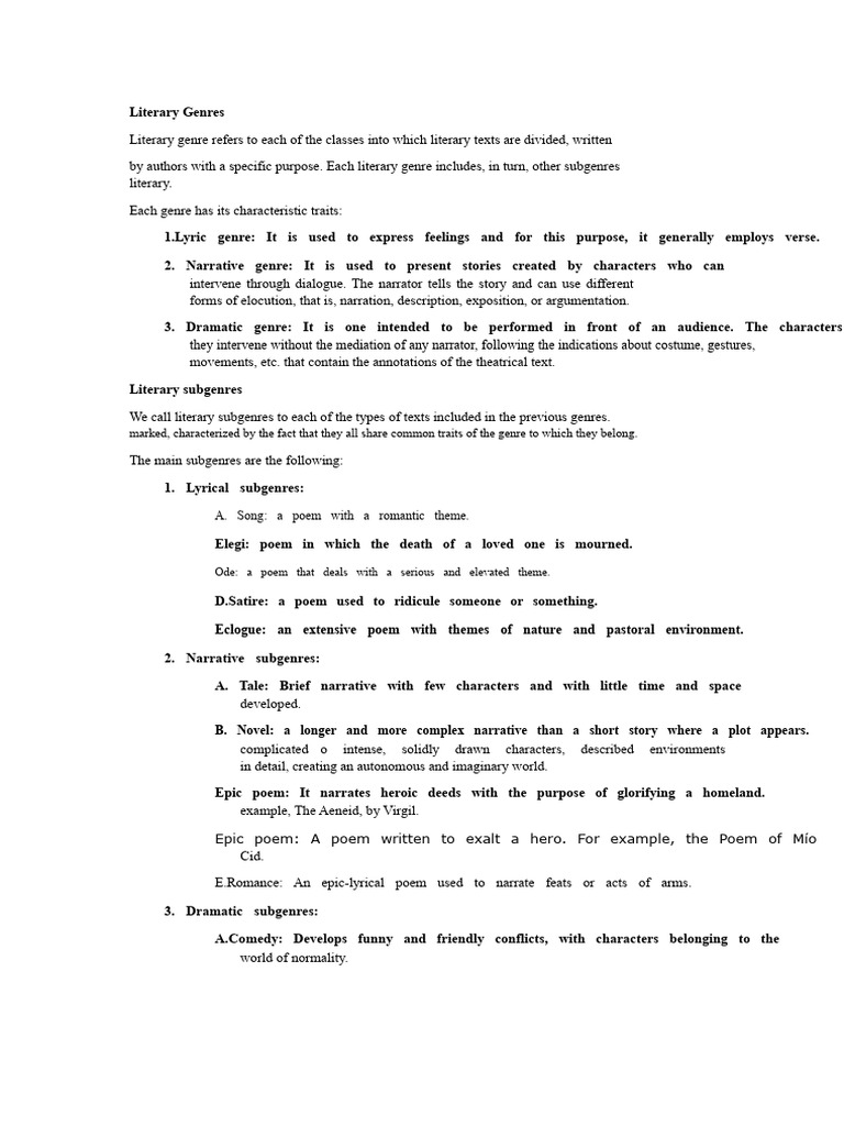 Literary Genres | PDF | Genre | Narrative