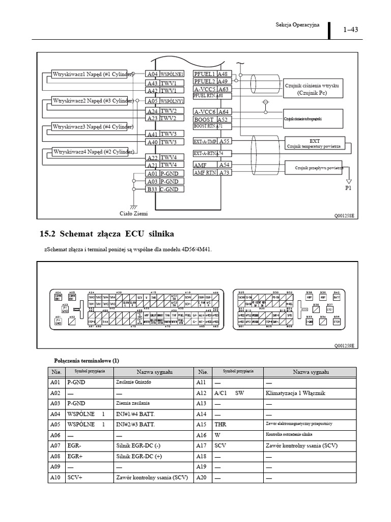 Pinout ECU Mitsubishi 4D56-4M41 121 Pinów | PDF