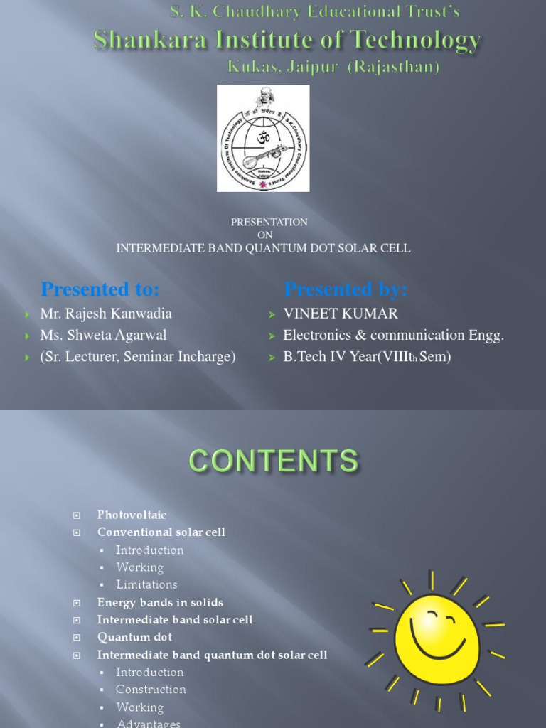 Intermediate Band Quantum Dot Solar Cell | PDF | Solar Cell ...
