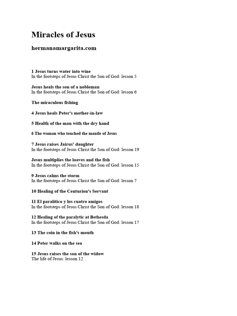 30 Miracles of Jesus (1) | PDF