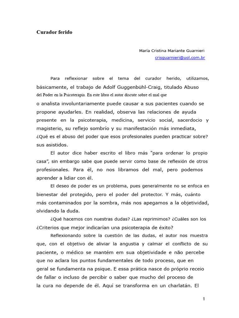 El Curador Herido en Psicoterapia | PDF | Conceptos psicologicos ...