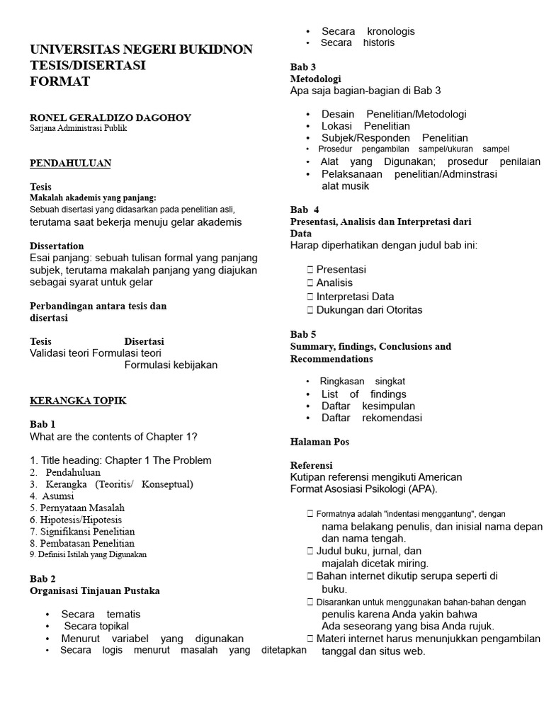 Format Tesis dan Disertasi Universitas | PDF