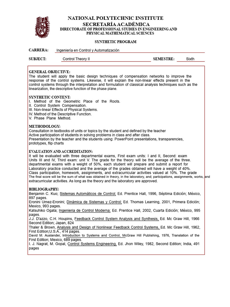 Control Theory II | PDF | Control Theory | Nonlinear System