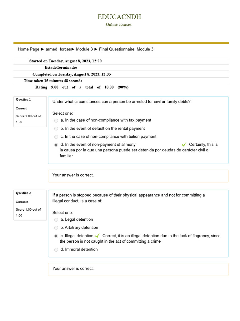 Final Questionnaire. Module 3 Armed Forces | PDF | Human Rights | Civil ...