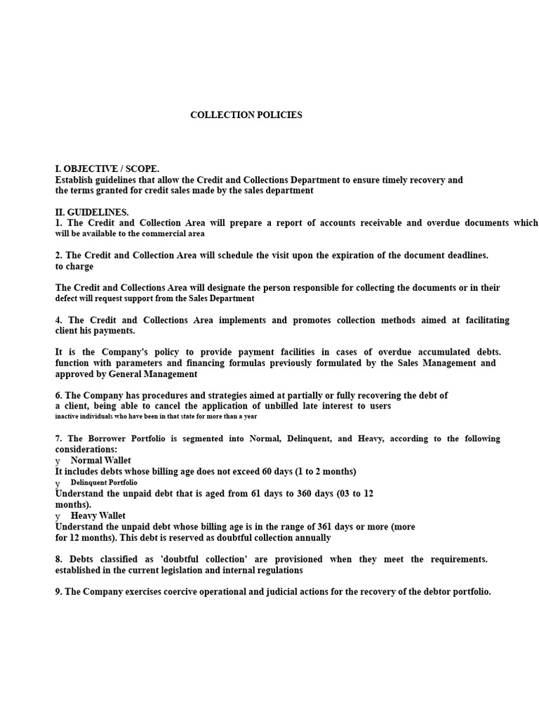 Credit and Collections Policy Guidelines | PDF | Debt | Credit