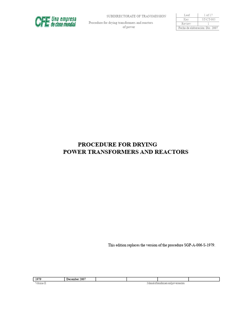 Transformer Drying Procedure Guide | PDF | Vacuum | Valve