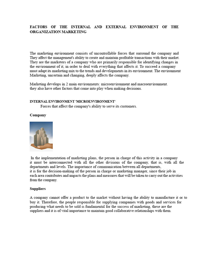 Factors of The Internal and External Environment of The Organization's ...
