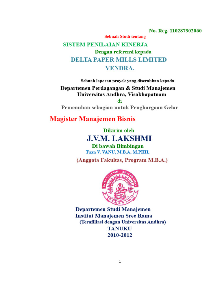 Studi Penilaian Kinerja di Delta Paper Mills | PDF